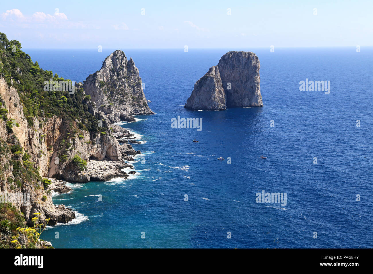 Gorgeous landscape of famous faraglioni rocks on Capri island, Italy ...