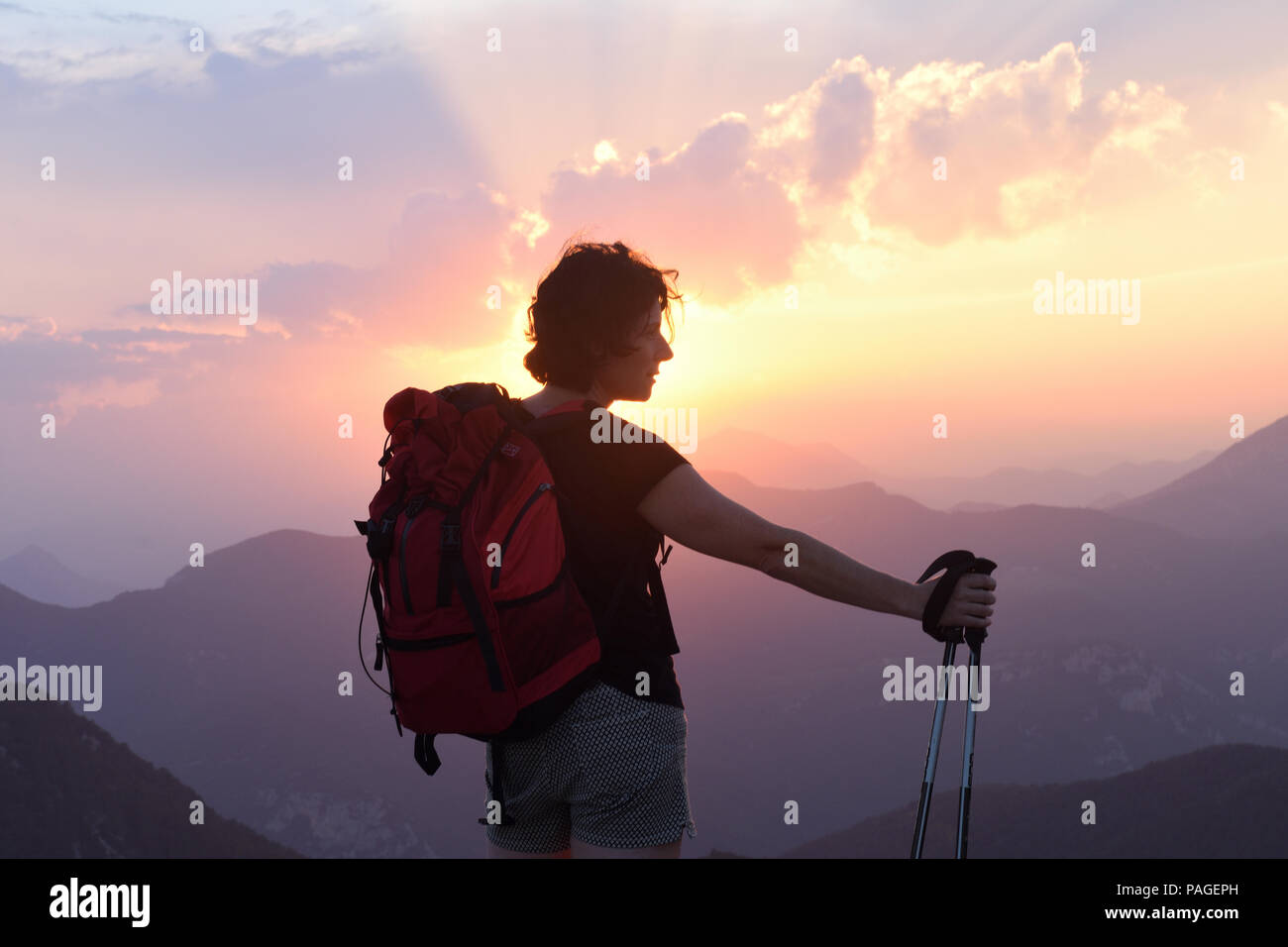 Successful woman hiker open hi-res stock photography and images - Alamy