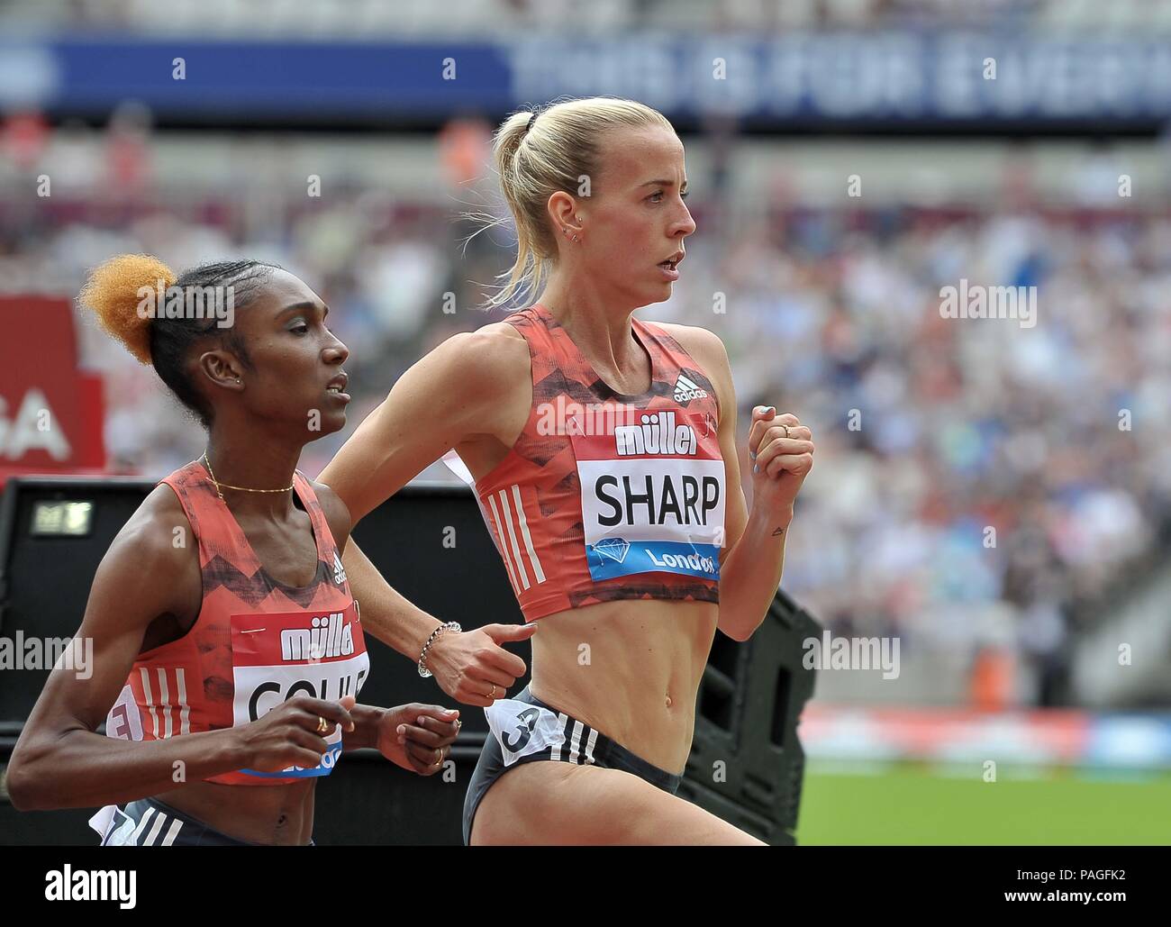 London, UK. 22nd July, 2018. Lynsey Sharp (GBR) in the womens 800m ...