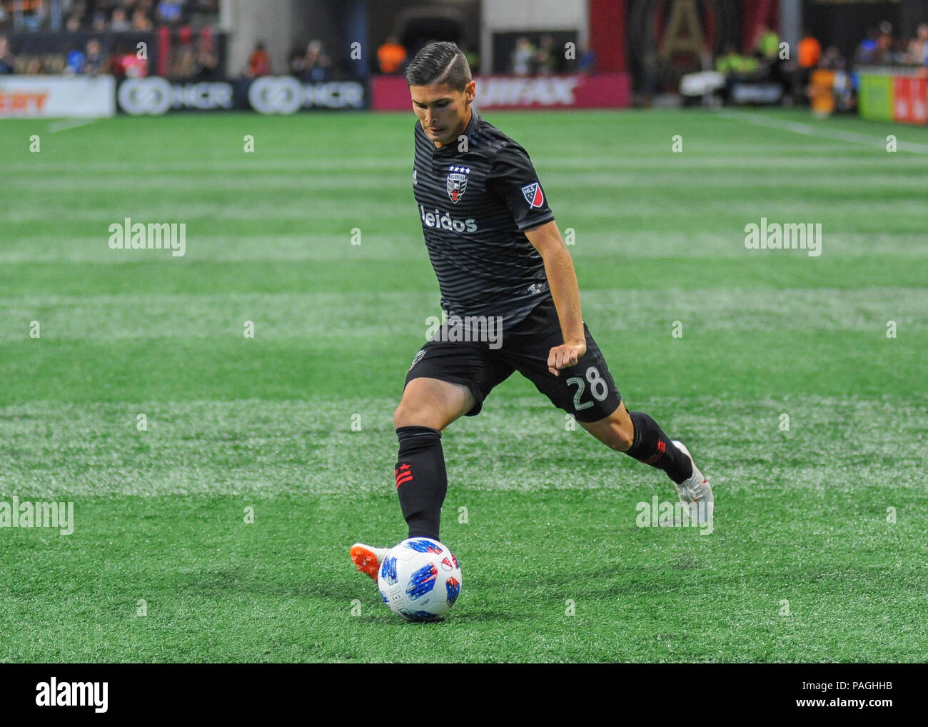 Atlanta, GA, USA. 21st July, 2018. DC United, Joseph Mora (28), in ...