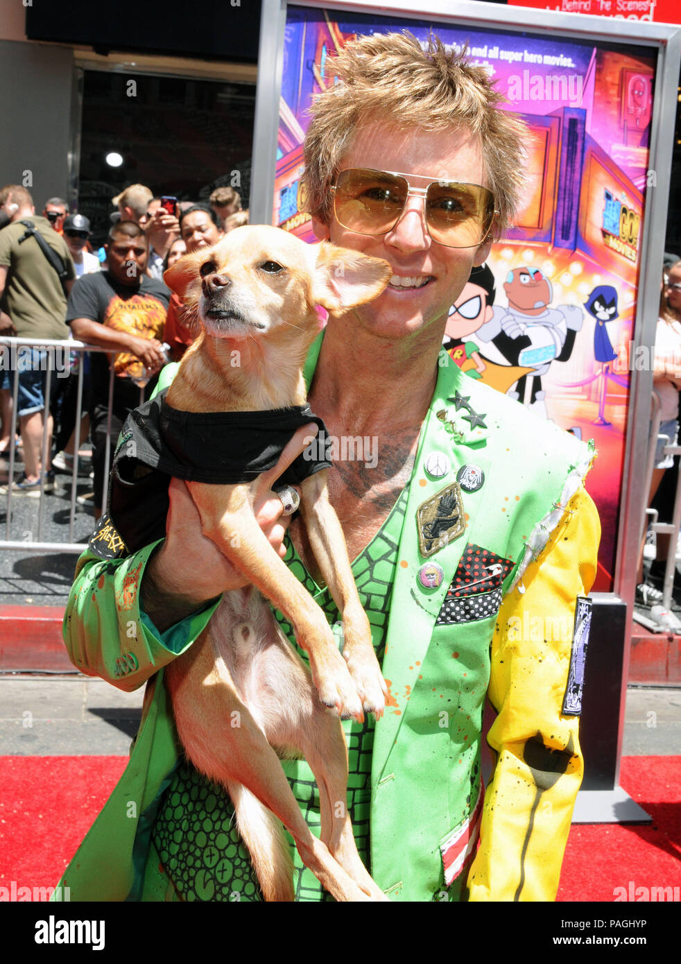 HOLLYWOOD, CA - JULY 22: Singer/actor Greg Cipes and his dog Wingman G ...