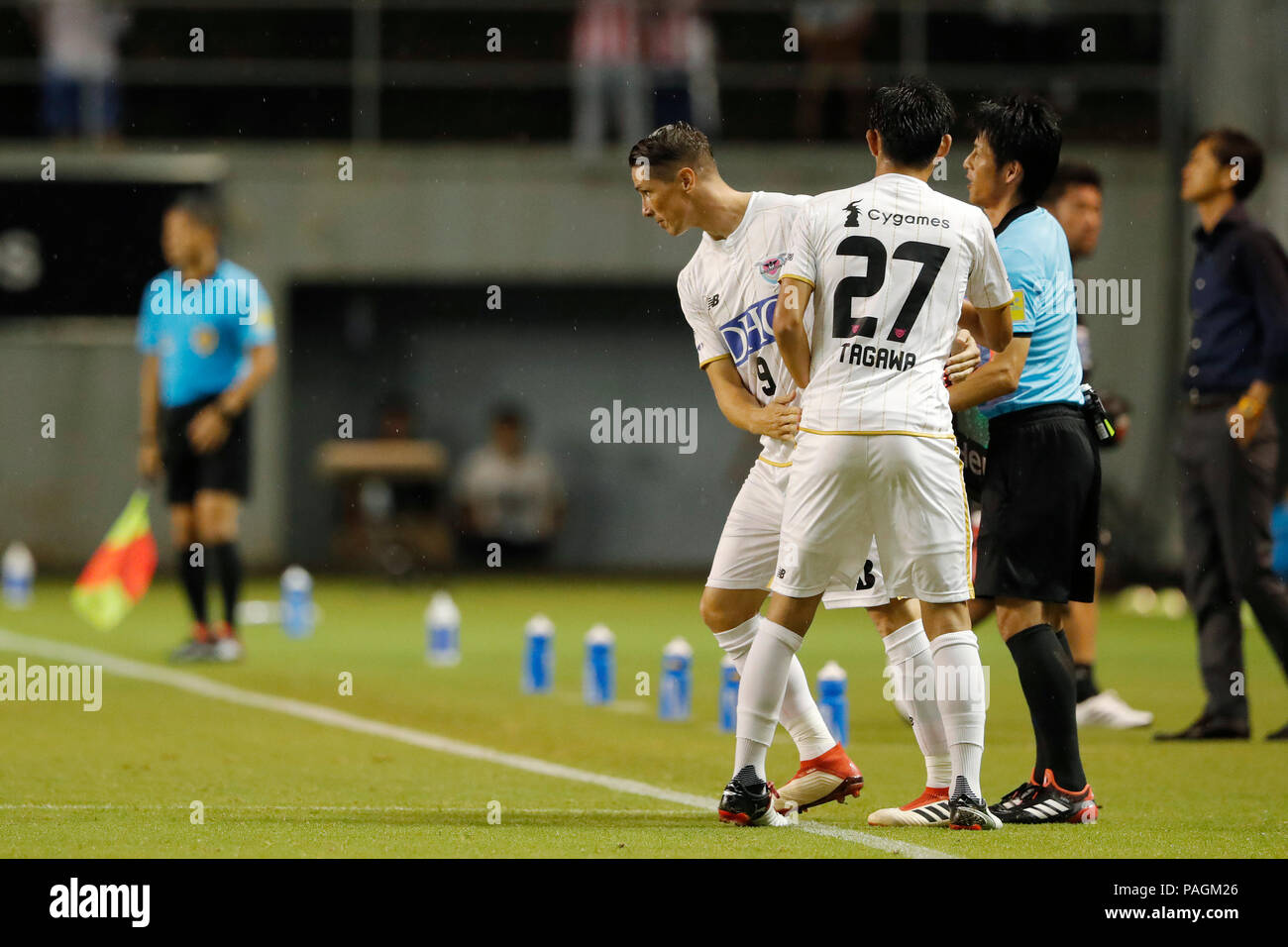 Best Amenity Stadium, Saga, Japan. 22nd July, 2018. (L-R) Fernando Torres, Kyosuke Taagawa ...