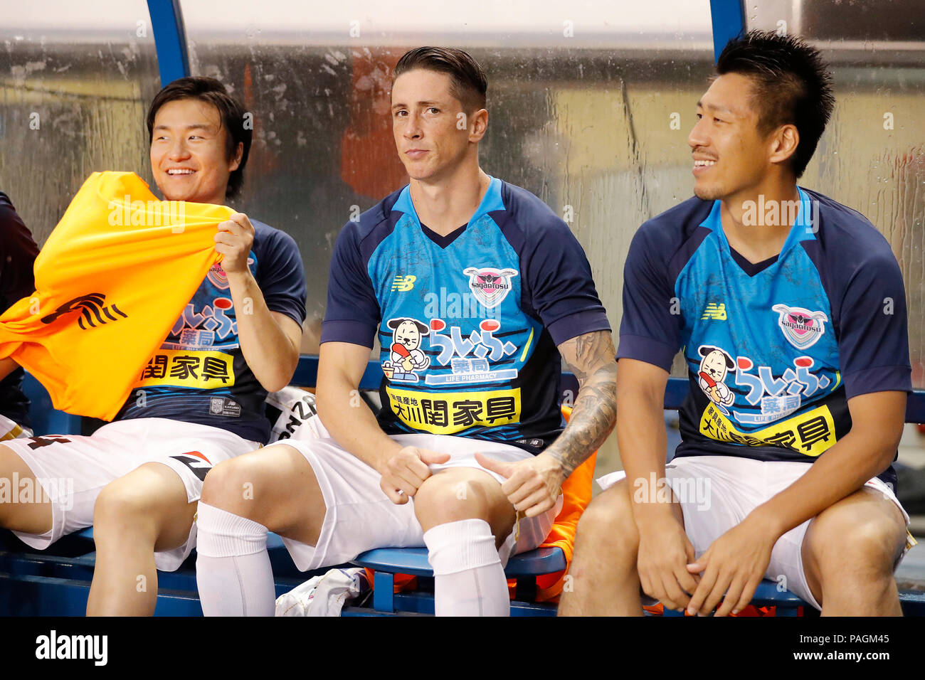 Best Amenity Stadium, Saga, Japan. 22nd July, 2018. (L-R) Fernando Torres, Yohei Toyoda (Sagan ...