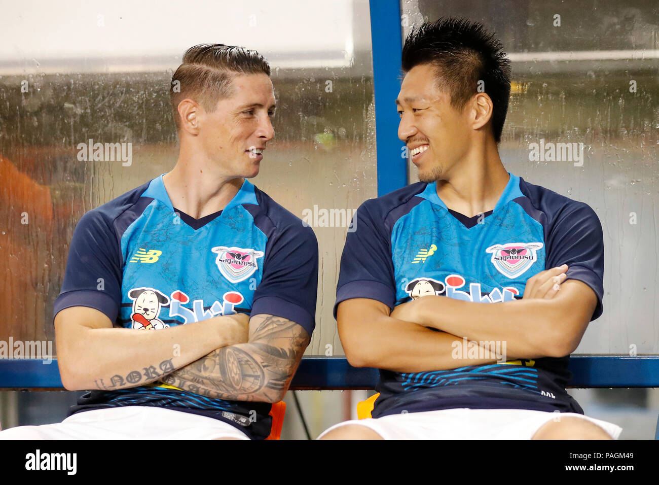 Best Amenity Stadium, Saga, Japan. 22nd July, 2018. (L-R) Fernando Torres, Yohei Toyoda (Sagan ...