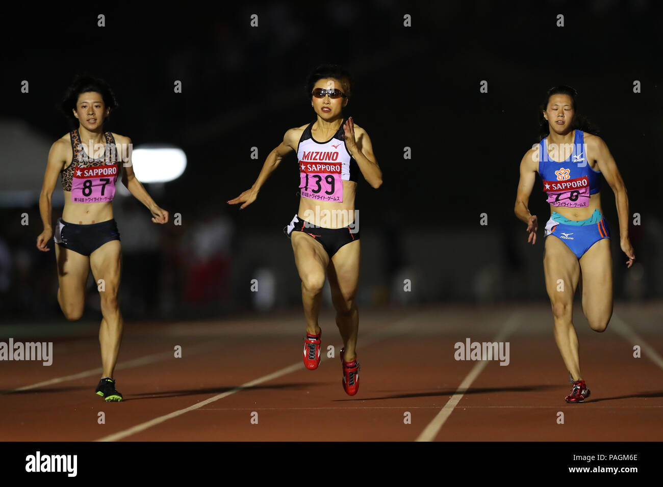 Kanagawa, Japan. 22nd July, 2018. (L-R) Hikaru Watanabe, Maki Wada, Mai ...