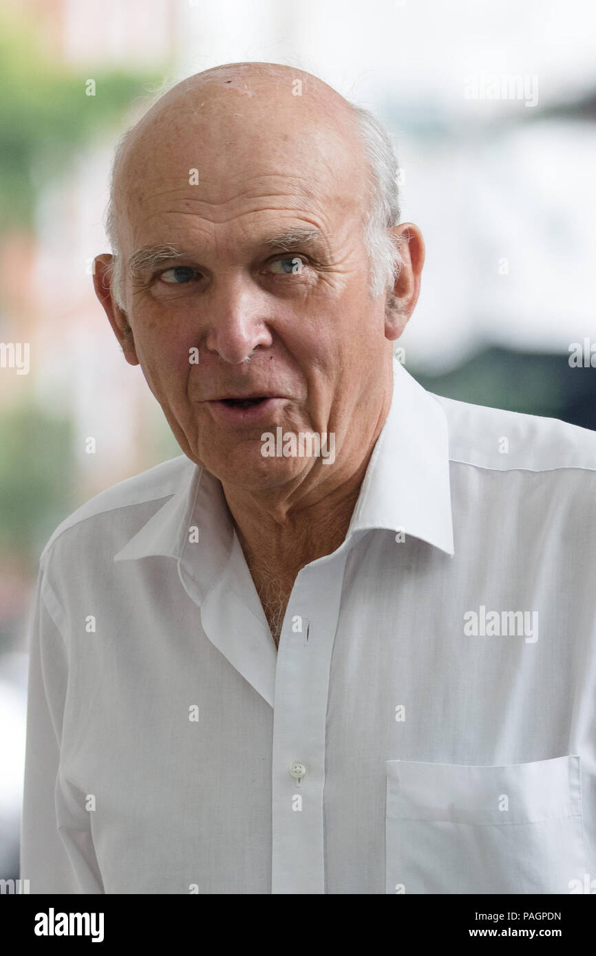 London, UK. 22nd July 2018. Vince Cable, leader of the Liberal ...