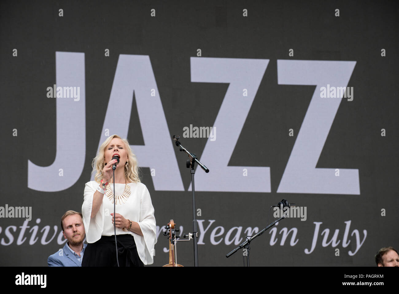 Pori, Finland. 21st July 2018. Jazz singer Aili Ikonen performing at ...