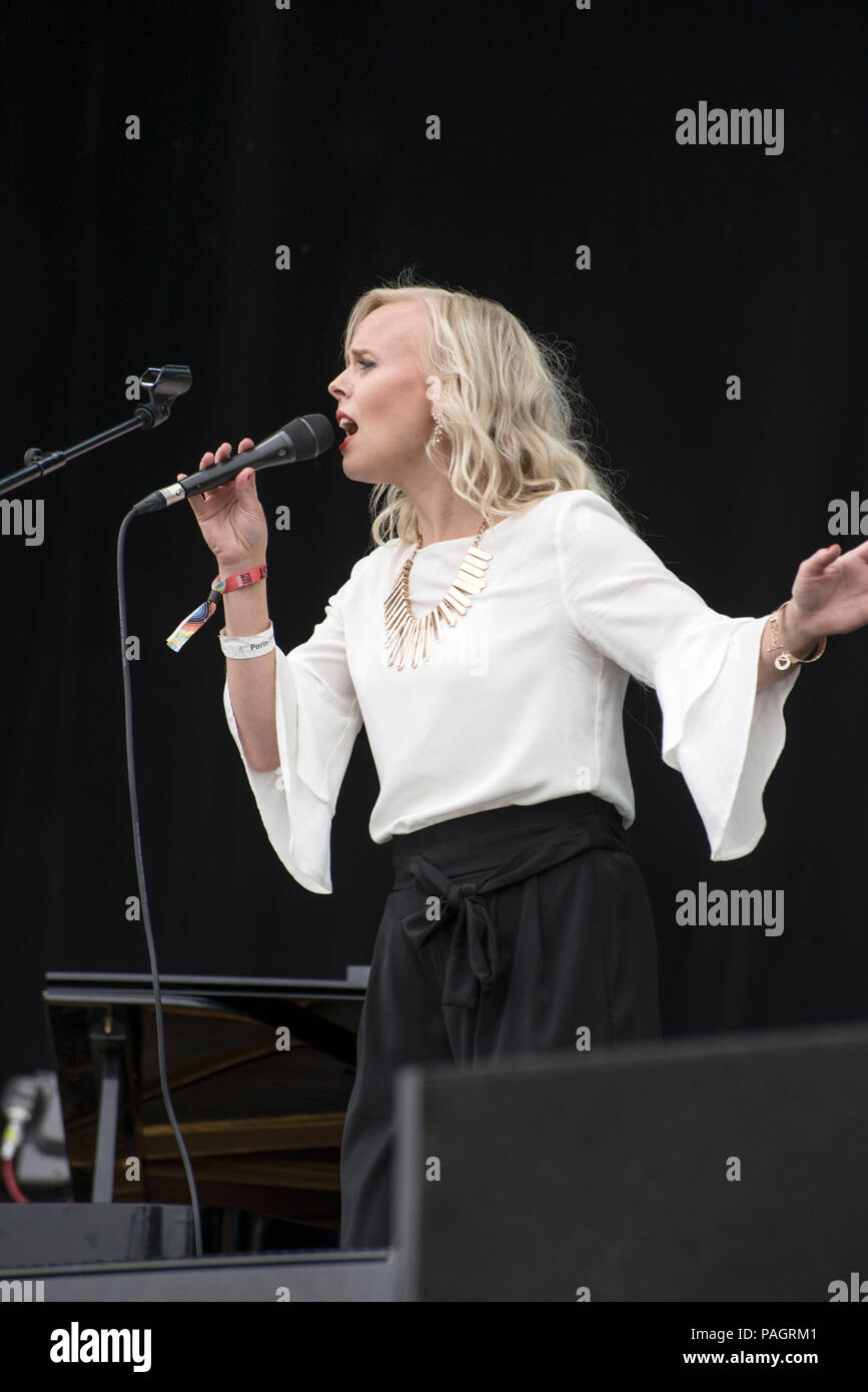 Pori, Finland. 21st July 2018. Jazz singer Aili Ikonen performing at ...