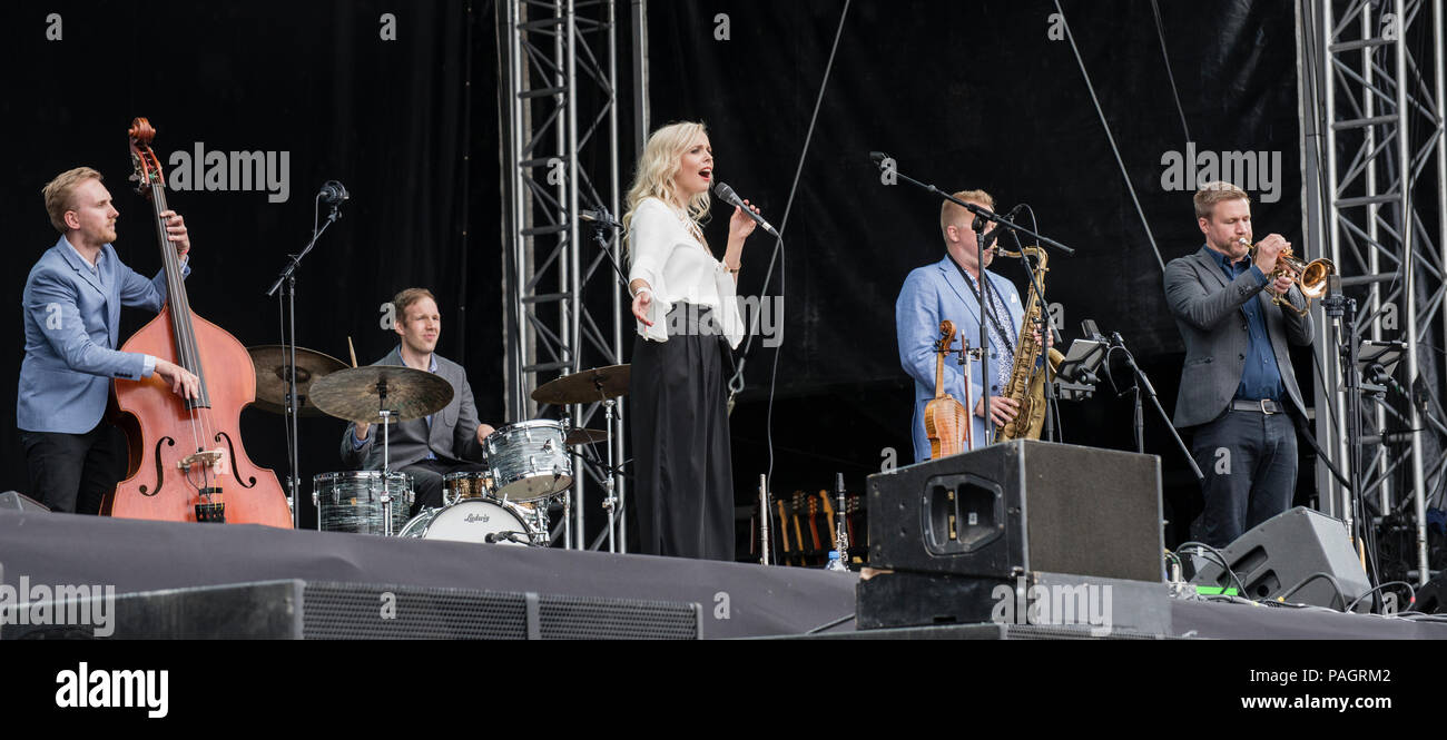 Pori, Finland. 21st July 2018. Jazz singer Aili Ikonen performing at ...