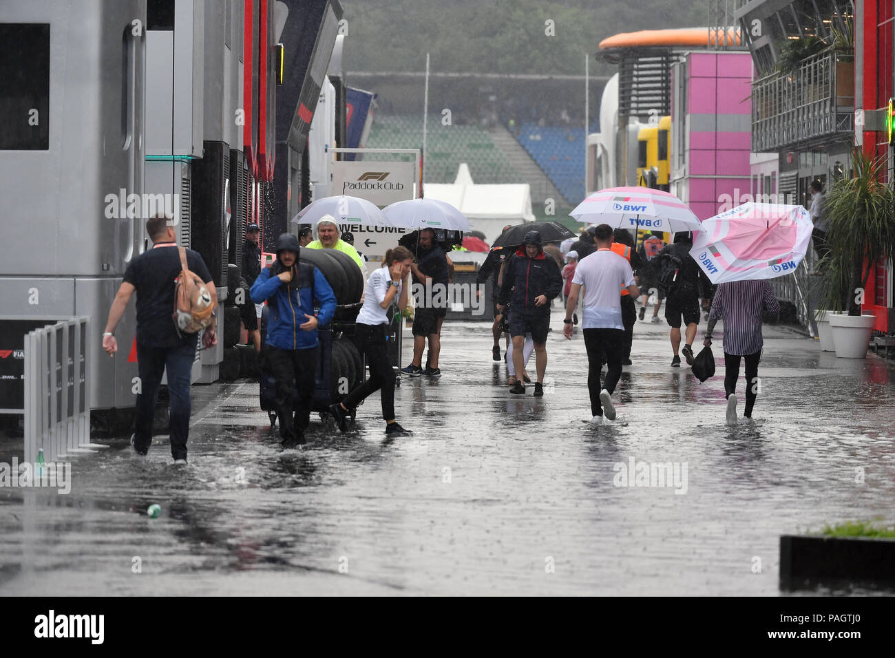 Hockenheim, Deutschland. 22nd July, 2018. Land under paddock-heavy ...