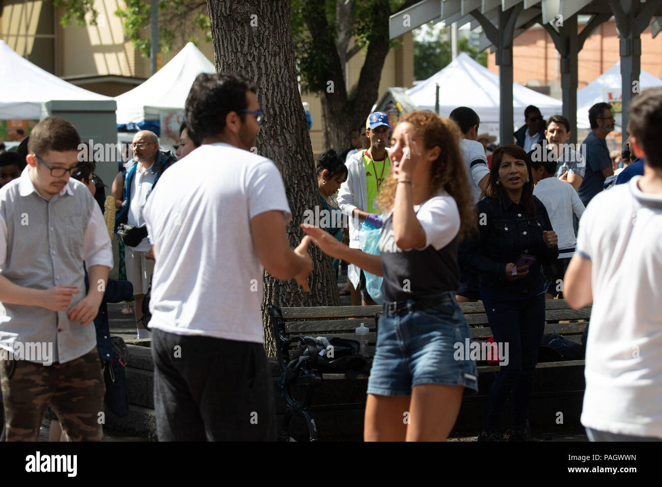 Edmonton, Alberta, Canada. 13th July, 2018. A man and woman seen ...