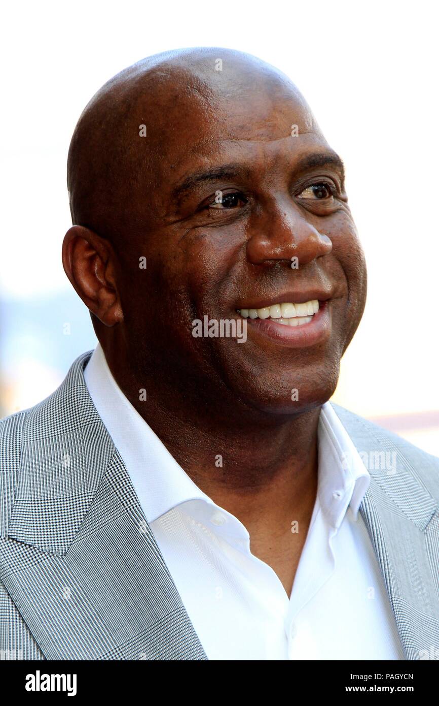 Magic Johnson at the induction ceremony for Star on the Hollywood Walk ...