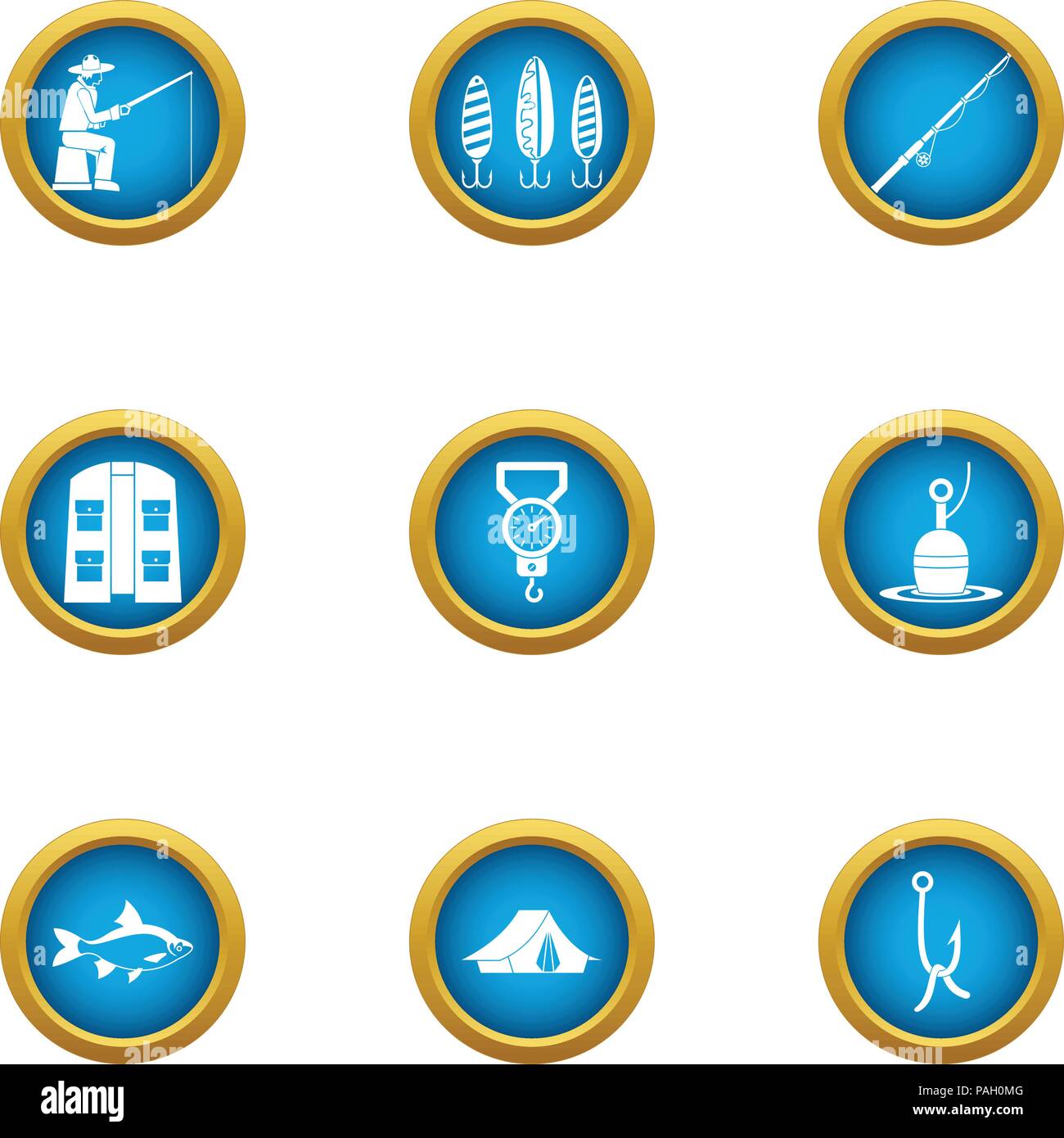 Angling icons set, flat style Stock Vector Image & Art - Alamy