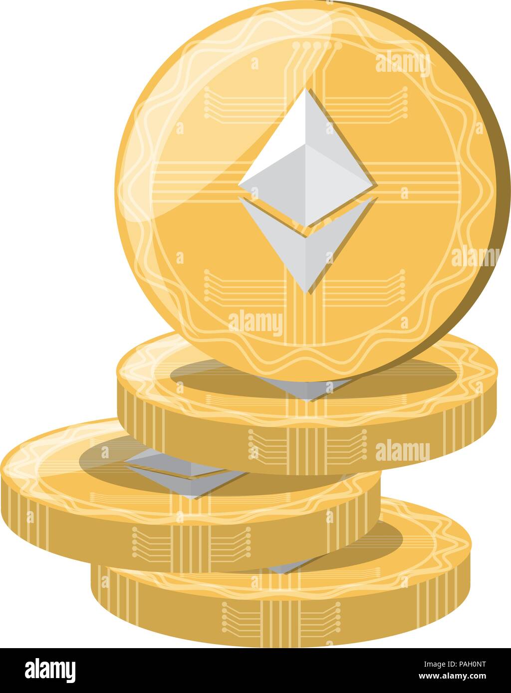 ethereum coins icon over white background, vector illustration Stock ...