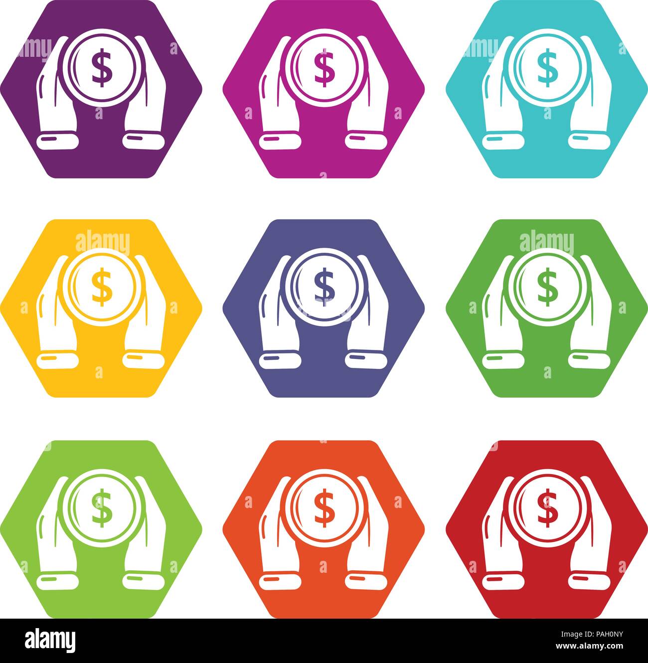 Hand coin icons set 9 vector Stock Vector Image & Art - Alamy