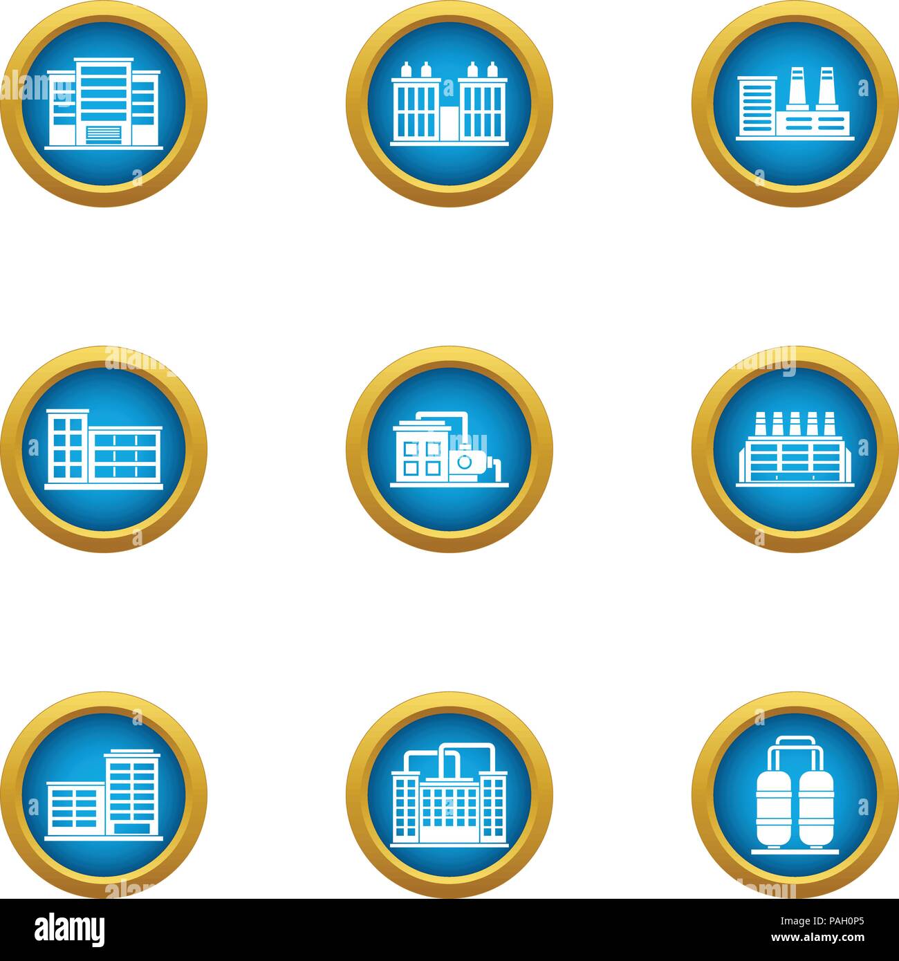 Concrete building icons set, flat style Stock Vector Image & Art - Alamy