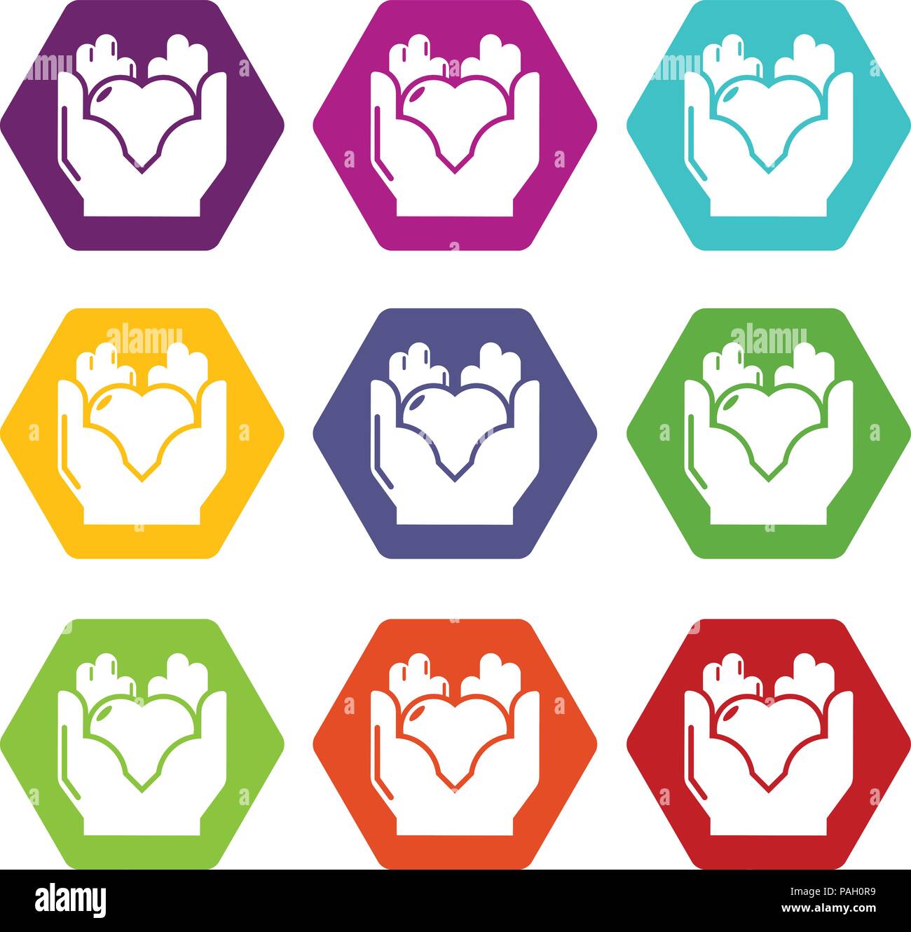 Hand heart icons set 9 vector Stock Vector Image & Art - Alamy