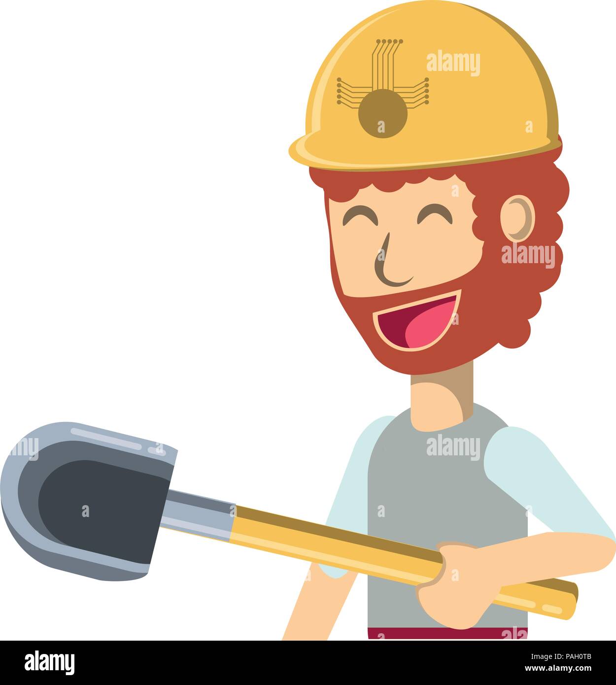 cartoon man with shovel icon over white background, vector illustration ...