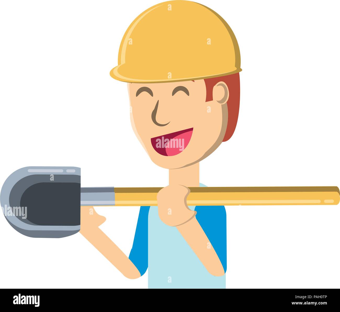 cartoon man with shovel icon over white background, vector illustration ...