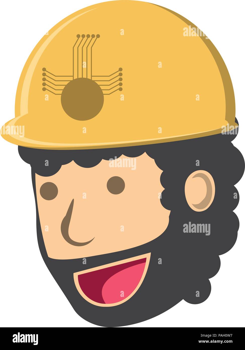 cartoon man with safety helmet icon over white background, vector ...