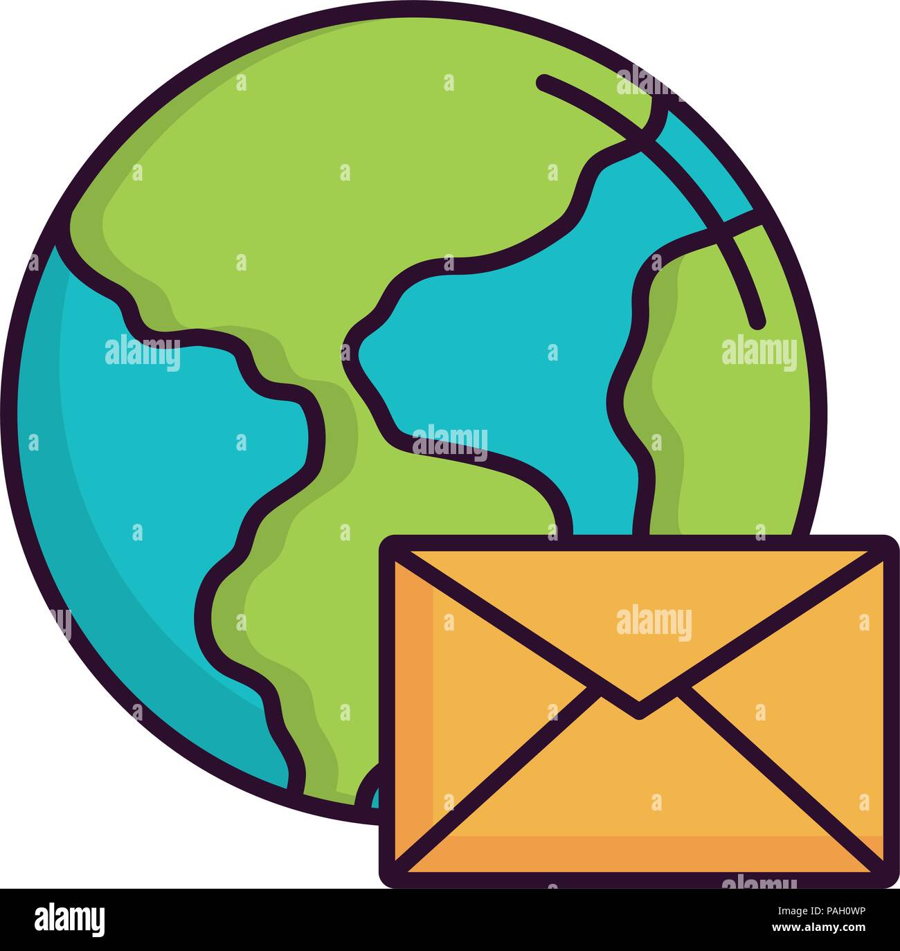 earth planet and envelope icon over white background, vector ...