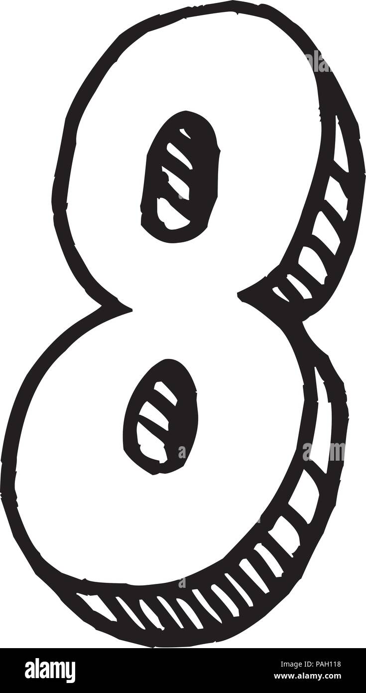 cute number eight over white background, vector illustration Stock ...