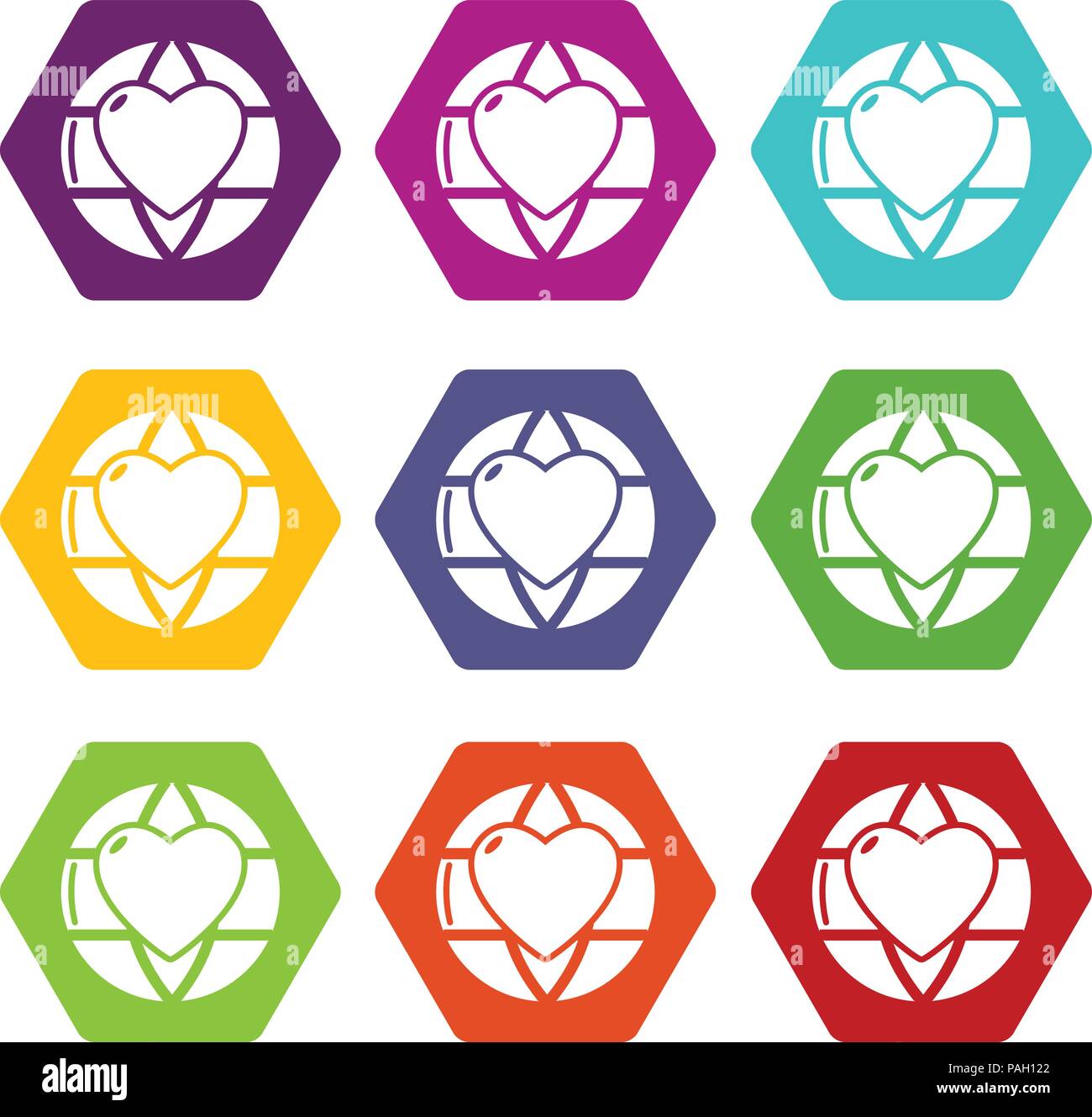 Planet heart icons set 9 vector Stock Vector Image & Art - Alamy