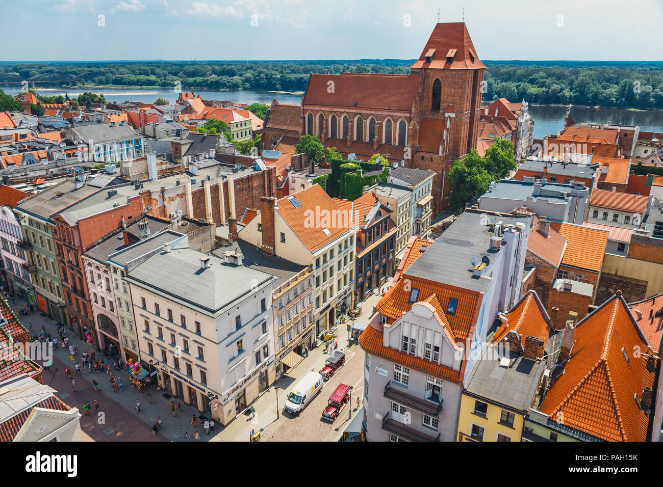 Torun, Poland - June 01, 2018: Aerial view of historical buildings and ...