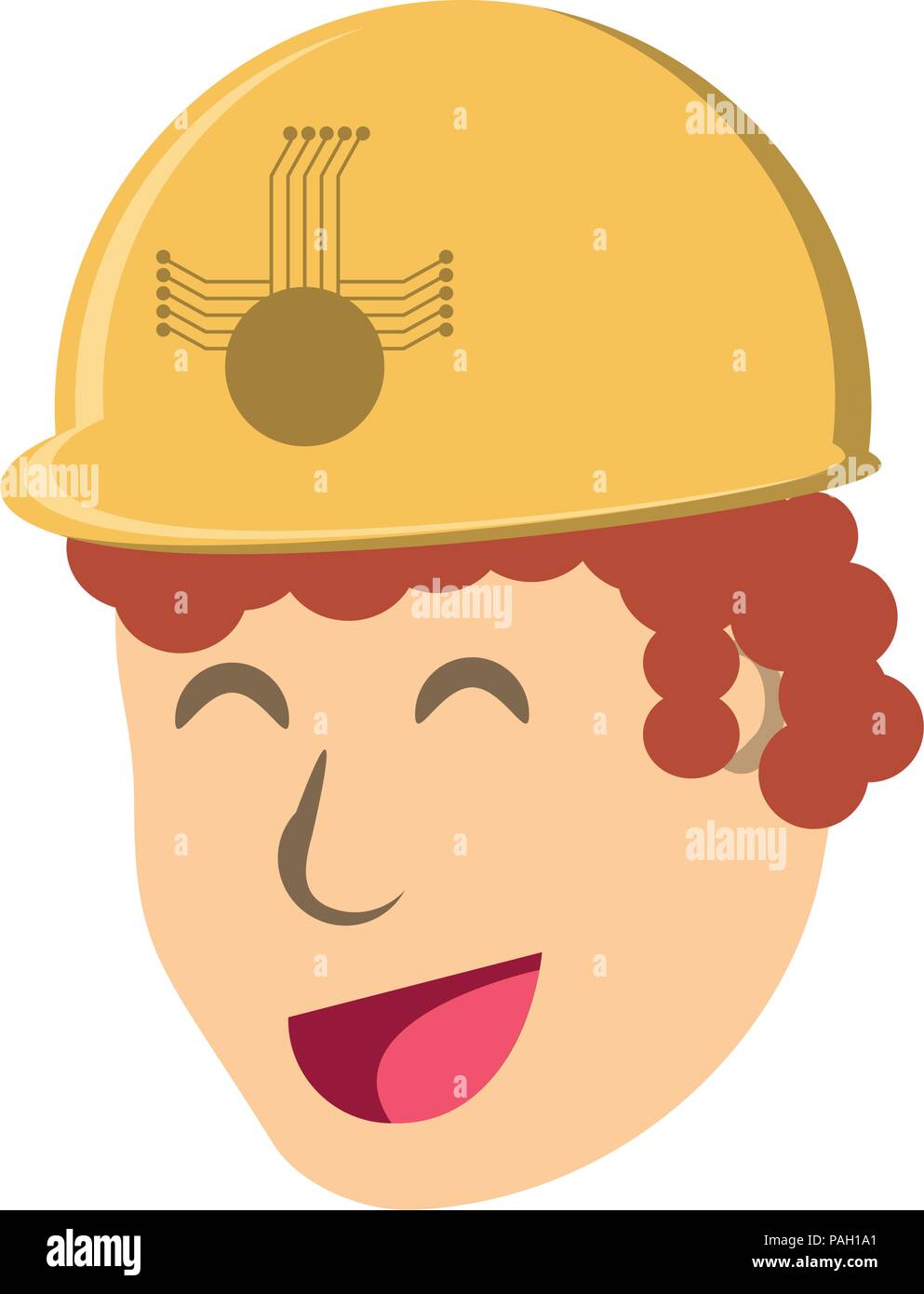 industrial security design with cartoon man with safety helmet icon ...