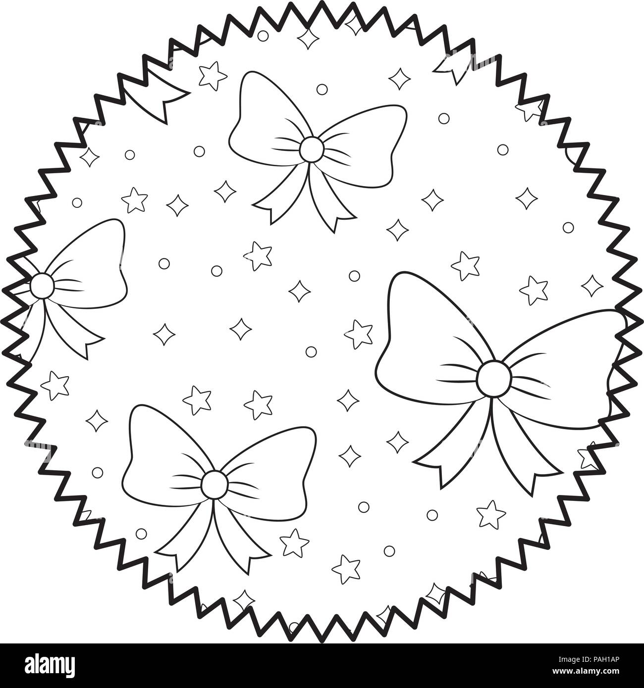 seal stamp with Decorative bows and stars pattern over white background ...