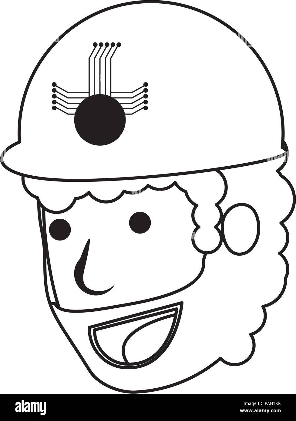 cartoon man with safety helmet icon over white background, vector ...