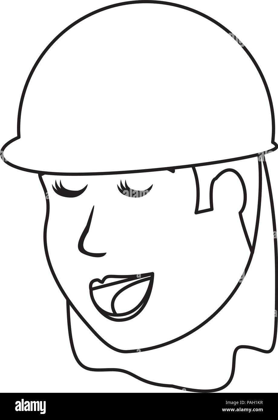 cartoon woman with safety helmet icon over white background, vector ...