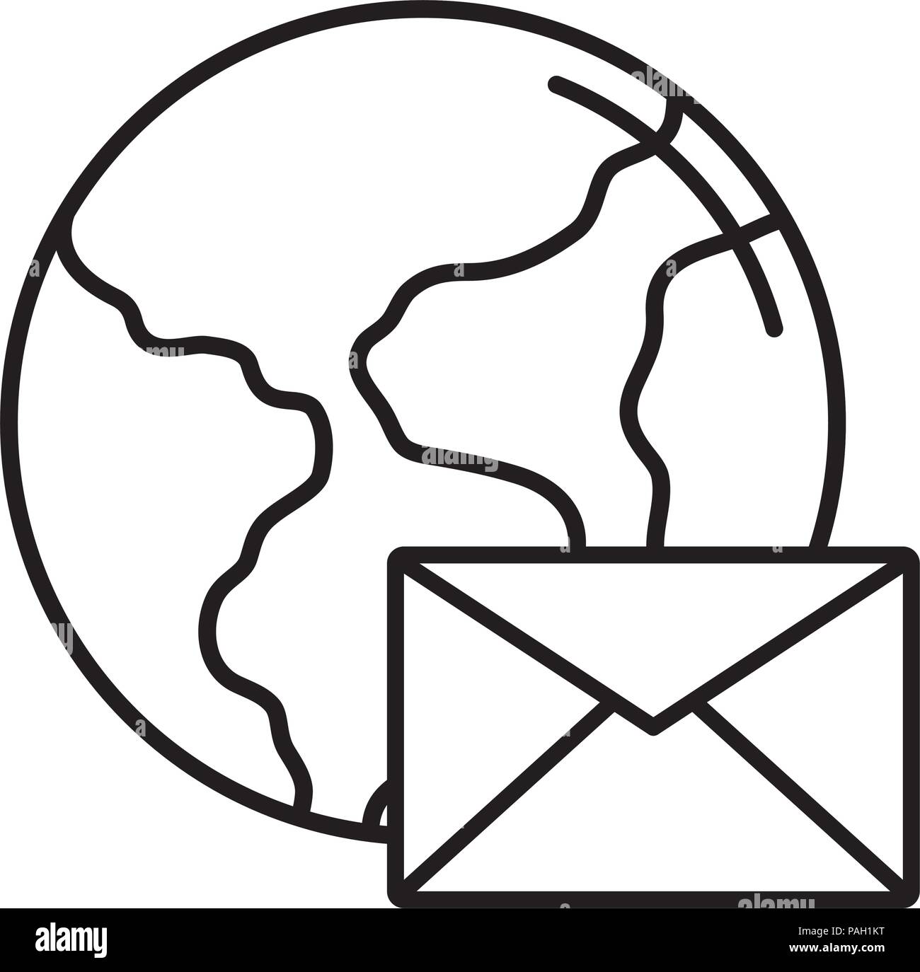 earth planet and envelope icon over white background, vector ...