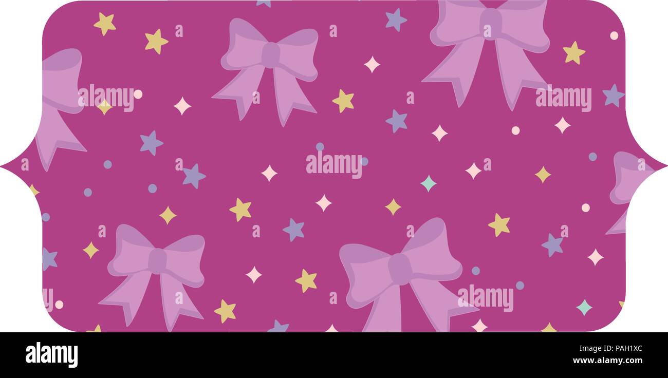 banner with bows and stars pattern over white background, vector ...