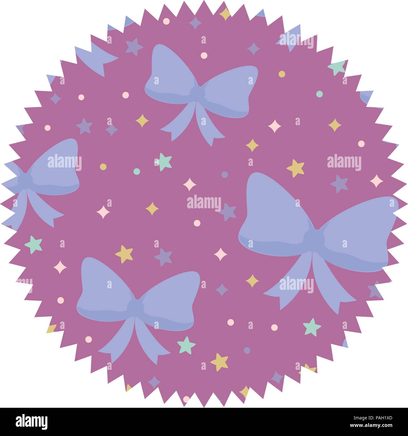 seal stamp with Decorative bows and stars pattern over white background ...