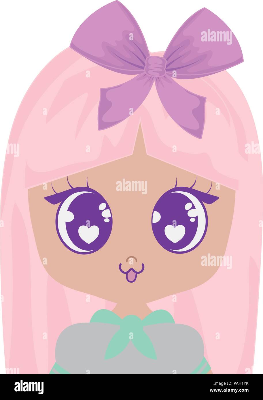 Anime Girl Icon Over White Background Vector Illustration Stock Vector
