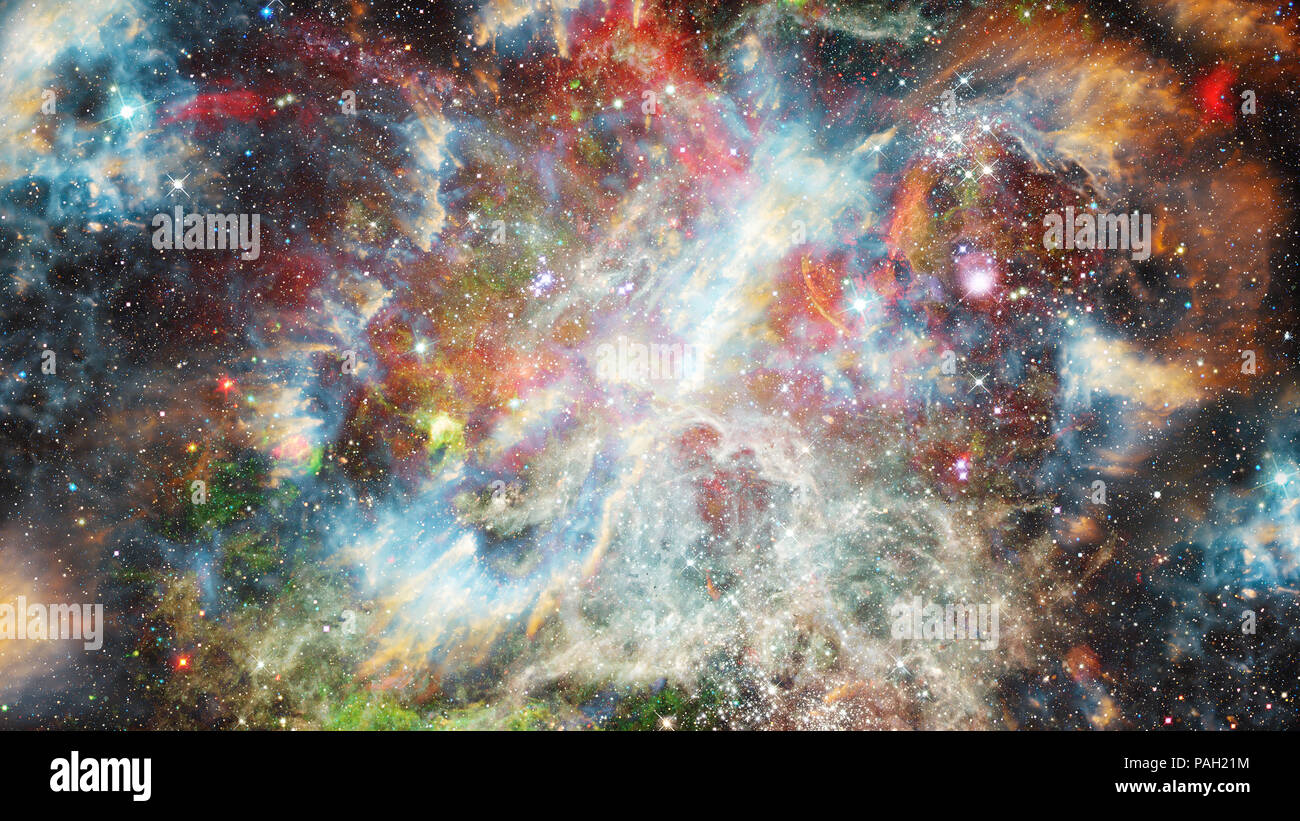 Nebula and stars in deep space, glowing mysterious universe. Elements ...