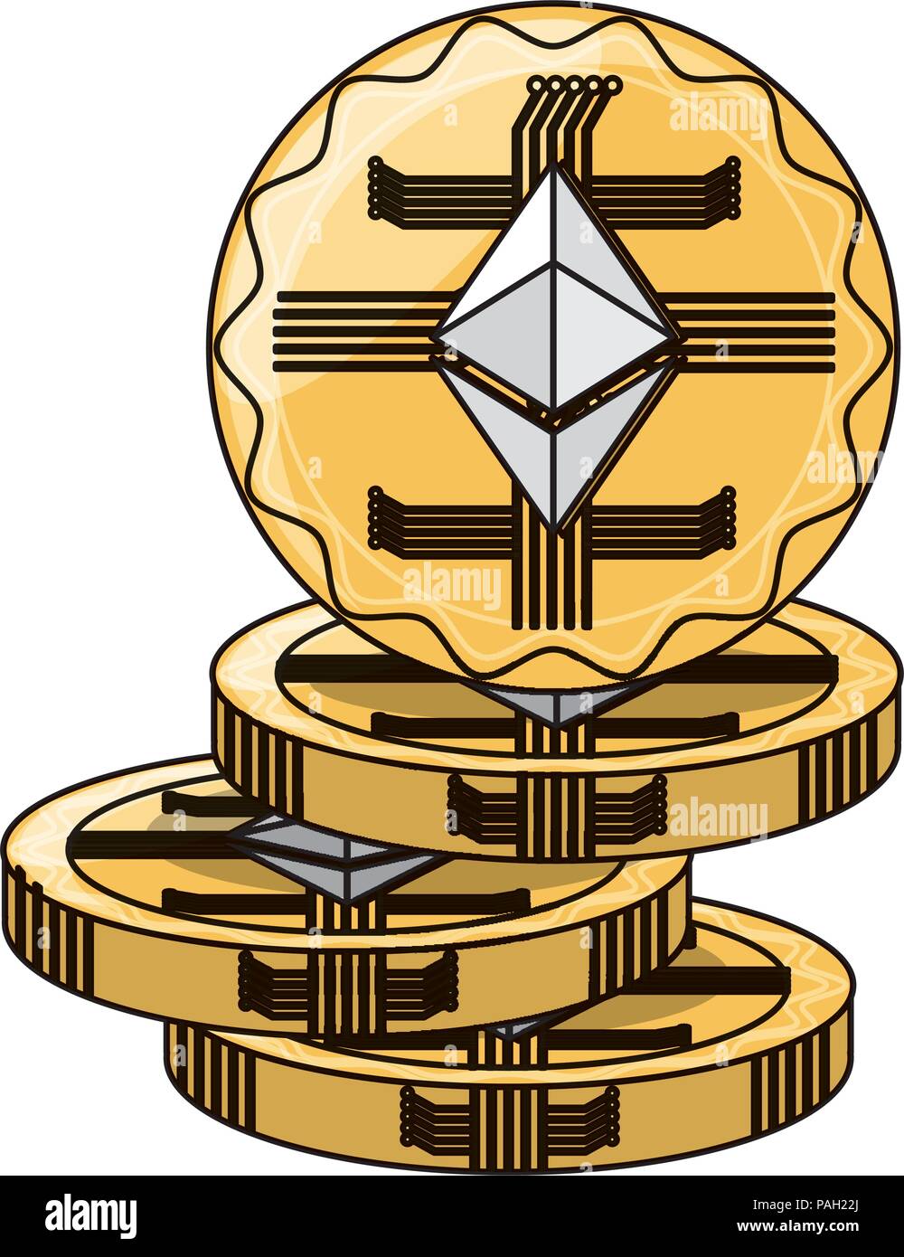 ethereum coins icon over white background, vector illustration Stock ...