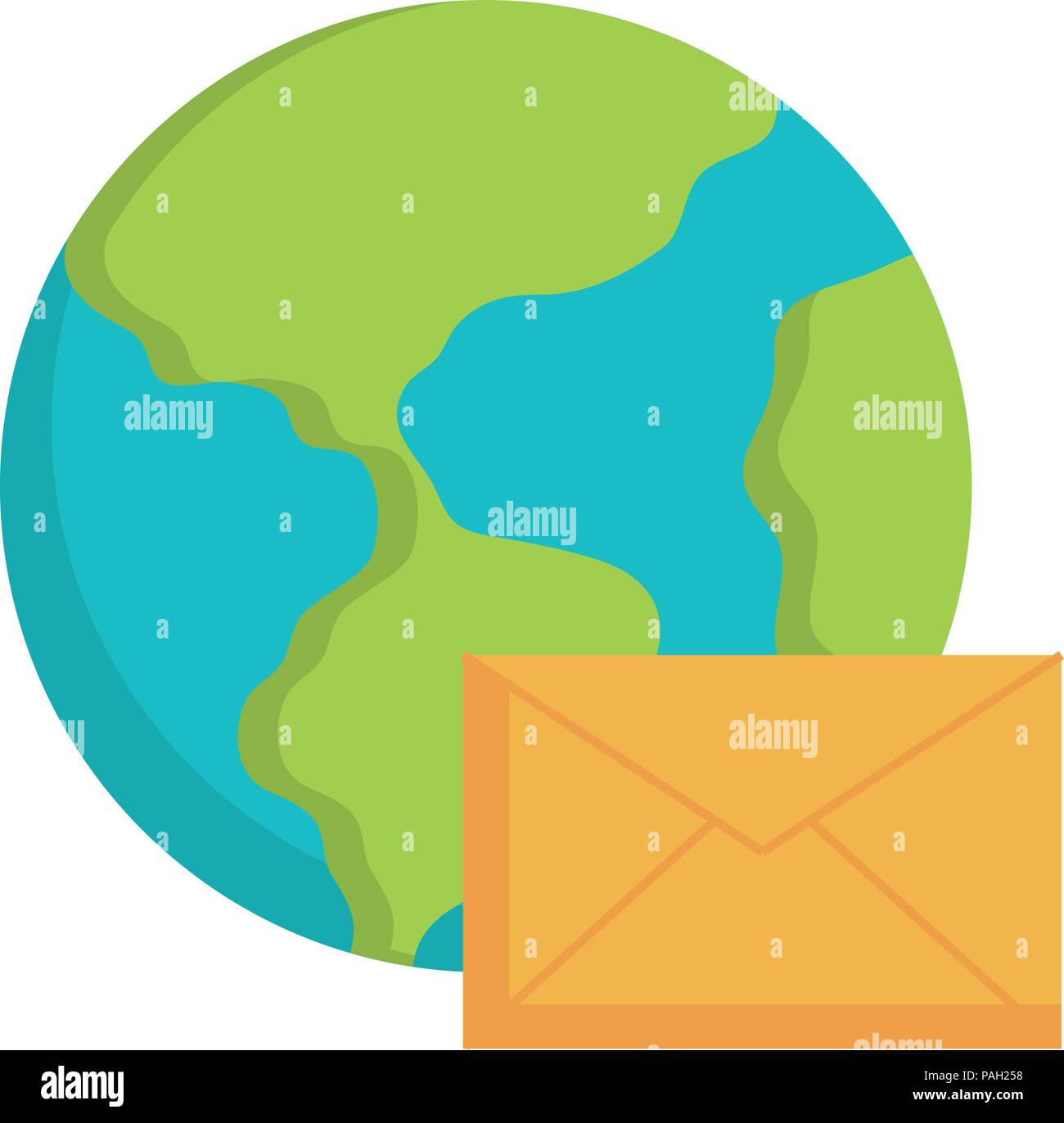 earth planet and envelope icon over white background, vector ...