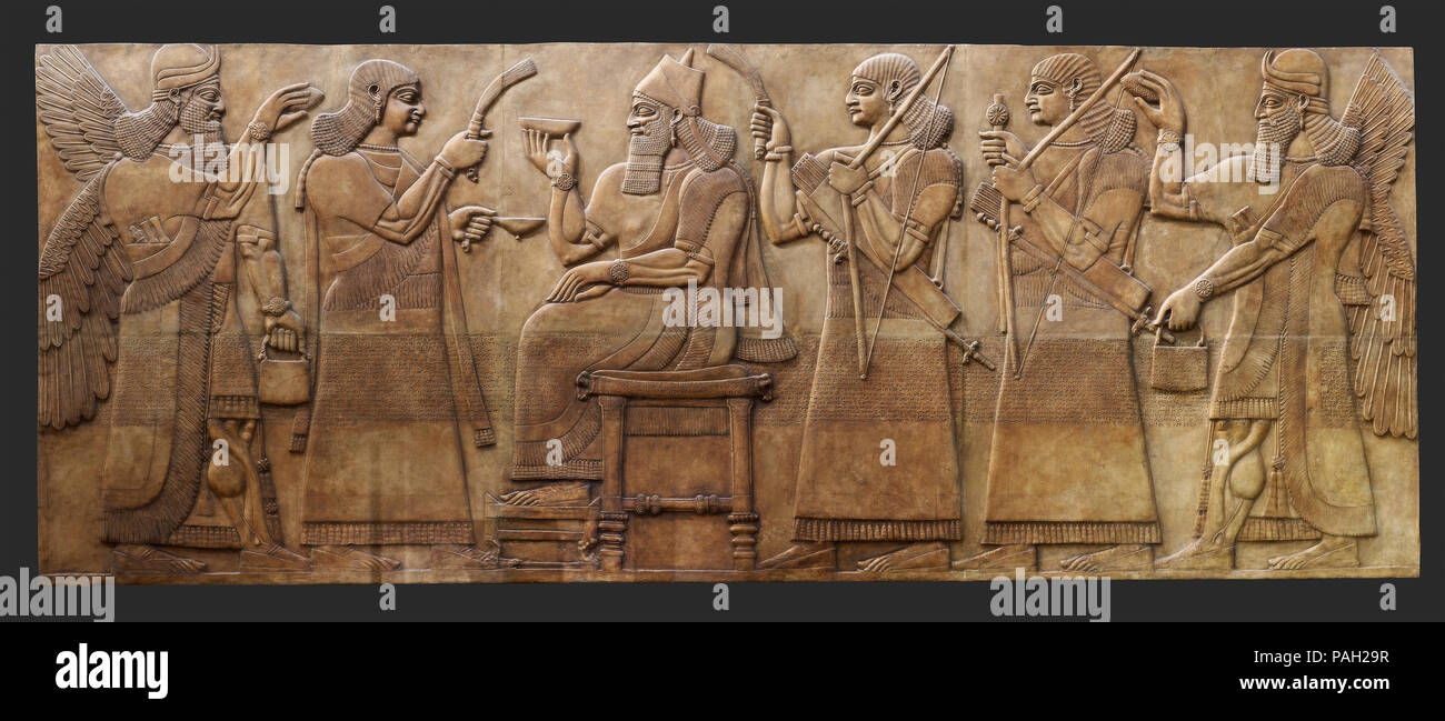 Ancient relef from Kalhu (Nimurid, Iraq) with Ashurnasirpal II king of ...