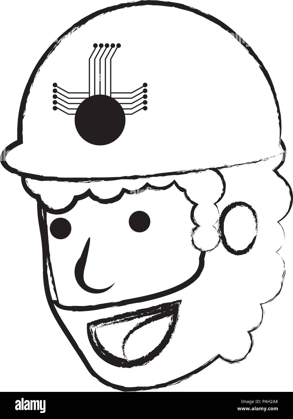 cartoon man with safety helmet icon over white background, vector ...