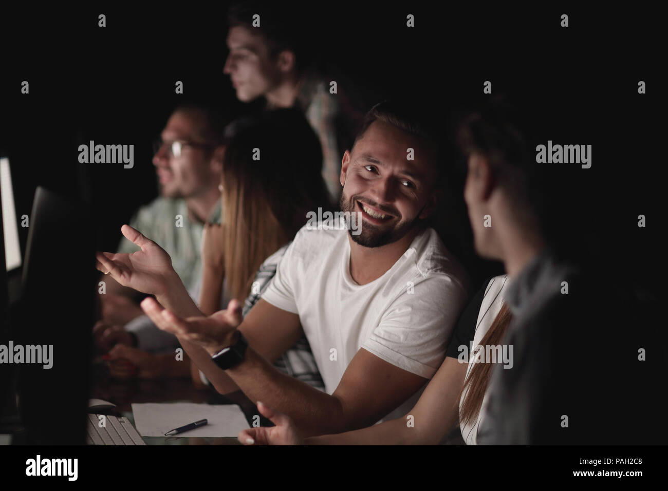 creative business group working in the evening Stock Photo - Alamy
