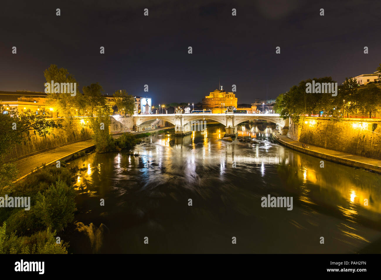 Bridge in Rome at Night Stock Photo - Alamy