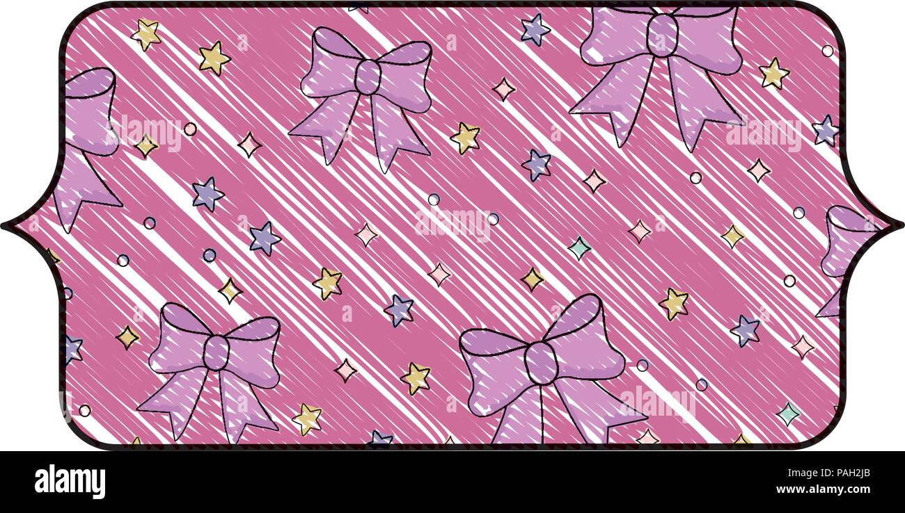 banner with bows and stars pattern over white background, vector ...