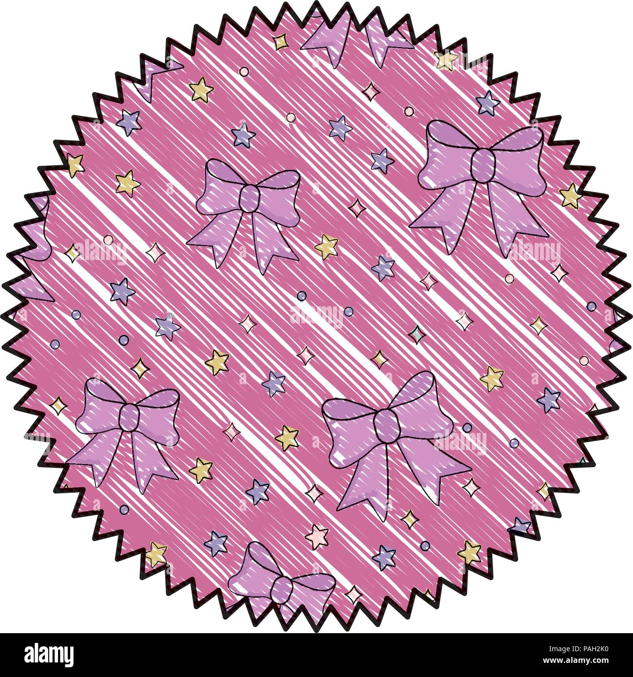 seal stamp with bows and stars pattern over white background, vector ...