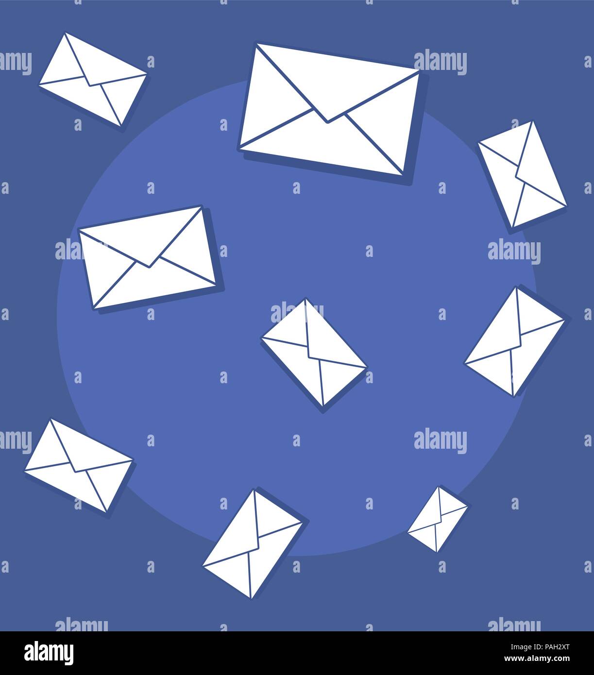 global sphere and envelope over blue background, colorful design ...