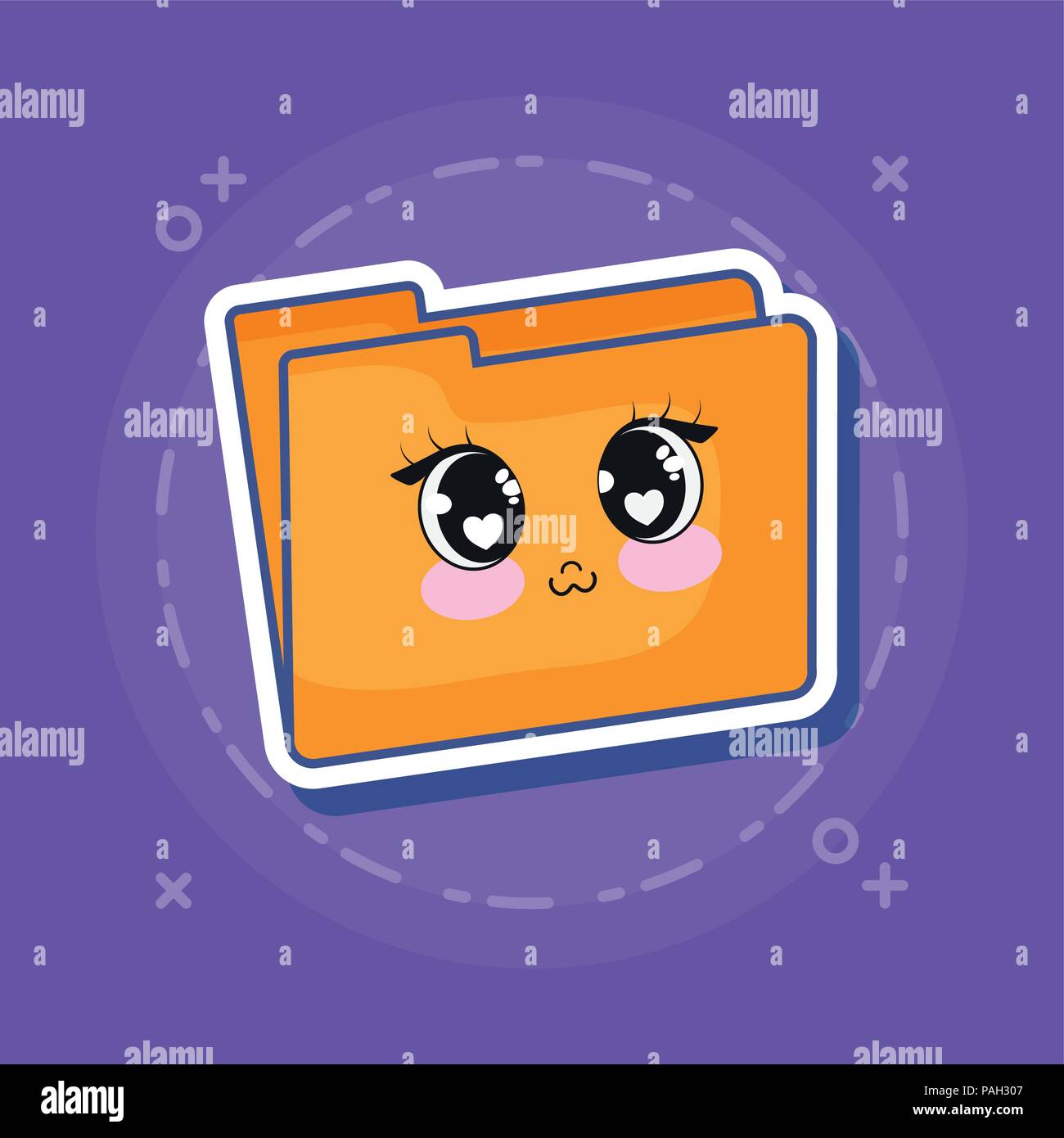 Kawaii folder over purple background, colorful design. vector ...