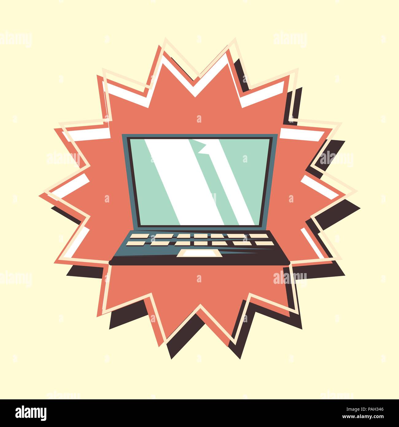 laptop computer label grunge vintage vector illustration Stock Vector ...