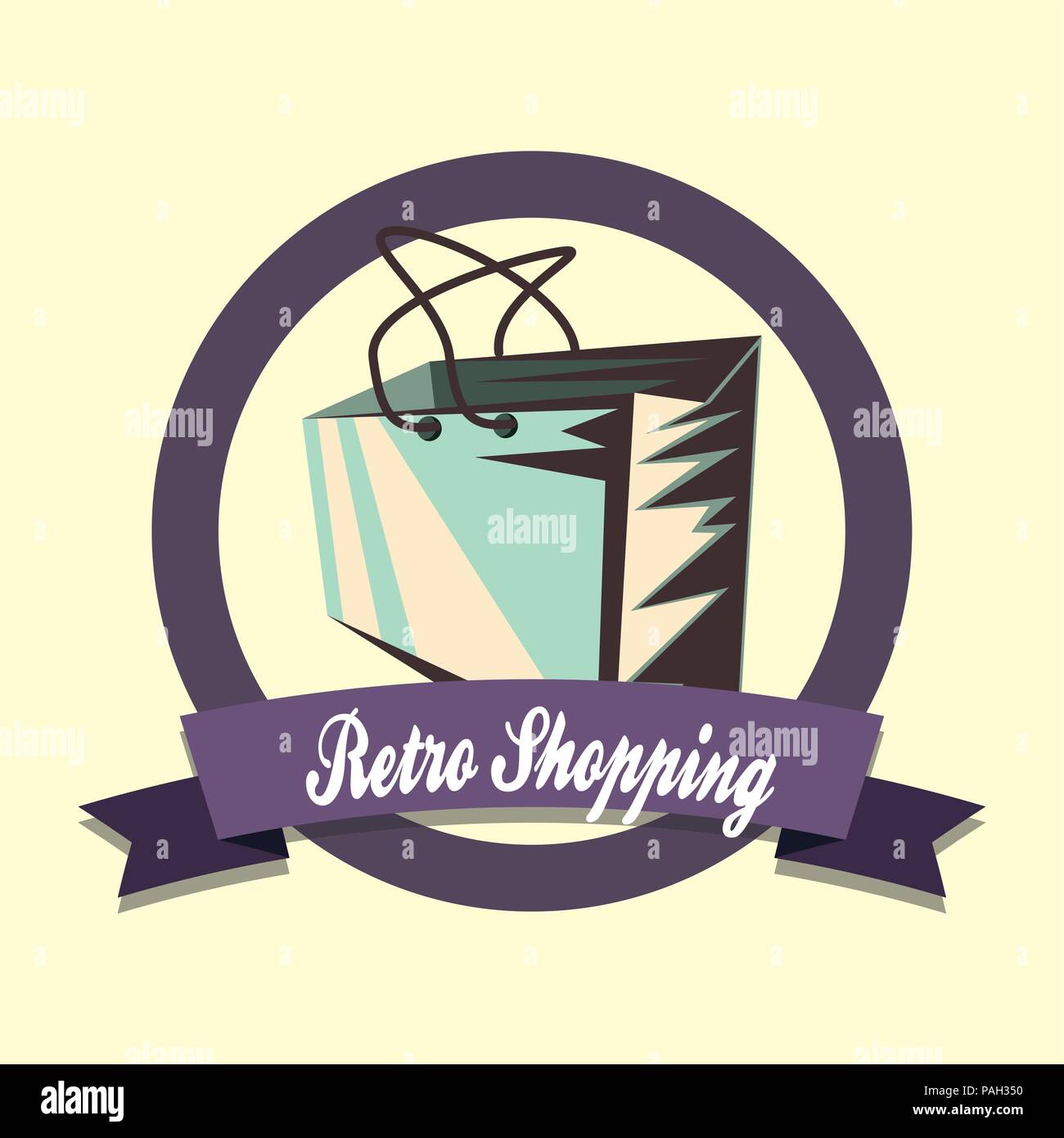 retro shopping paper bag vintage emblem style vector illustration Stock ...