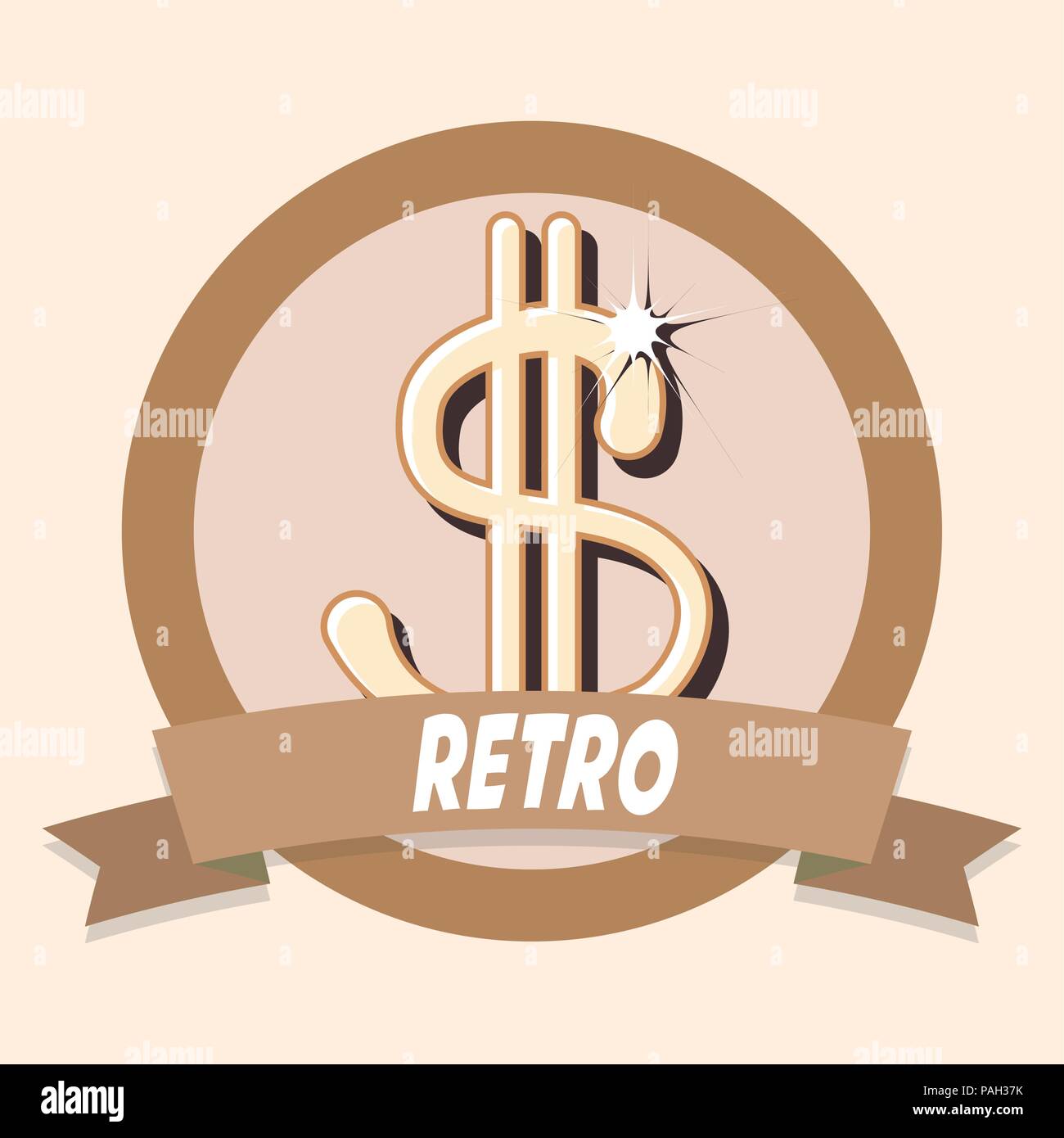 dollar money sing retro shopping vintage label vector illustration ...